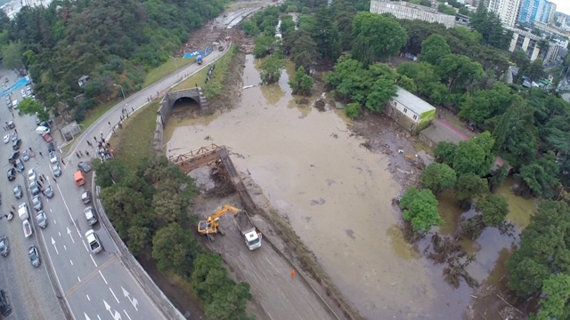 Tbilisi floods: A drone's view of the raging waters and debris-strewn ...