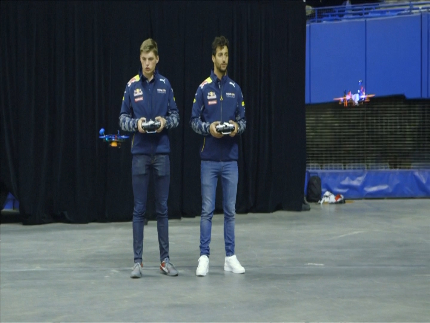 Red Bull drivers Max Verstappen and Daniel Ricciardo go drone racing ...