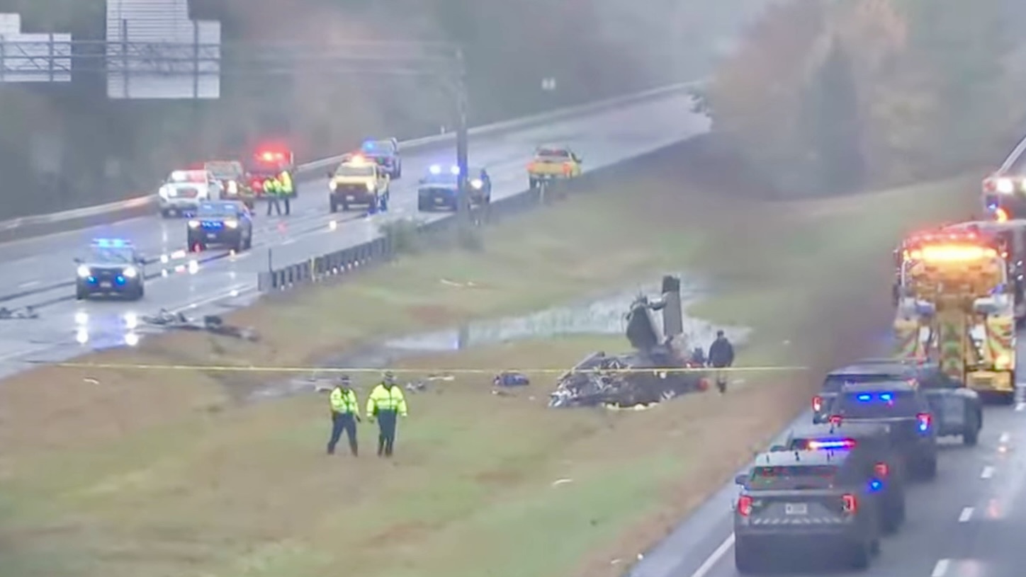 I-95 Shut Down After Fiery Small Plane Crash Kills Two During Rush Hour ...