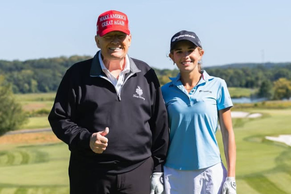 President Trump And Tiger Woods Stand With Kai Trump As She Joins LPGA ...